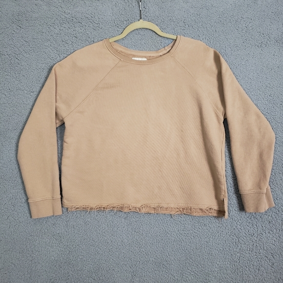 Pact | Tops | Pact Organic Cotton Sweatshirt Cropped Crew Neck Frayed ...